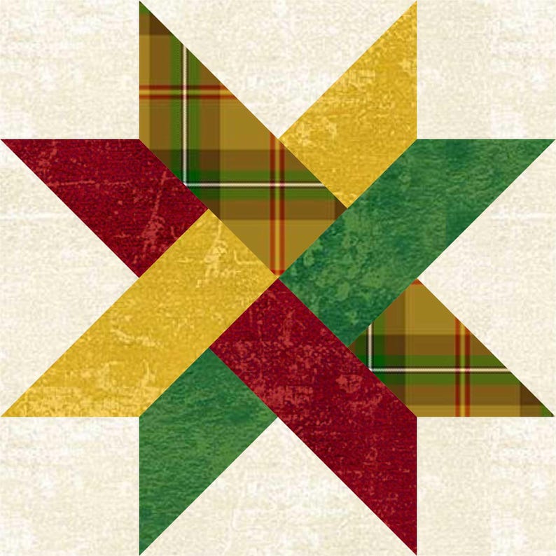 Woven Star Quilt Block Pattern | PDF Instant Download | 6 8 9 12 Inch ...