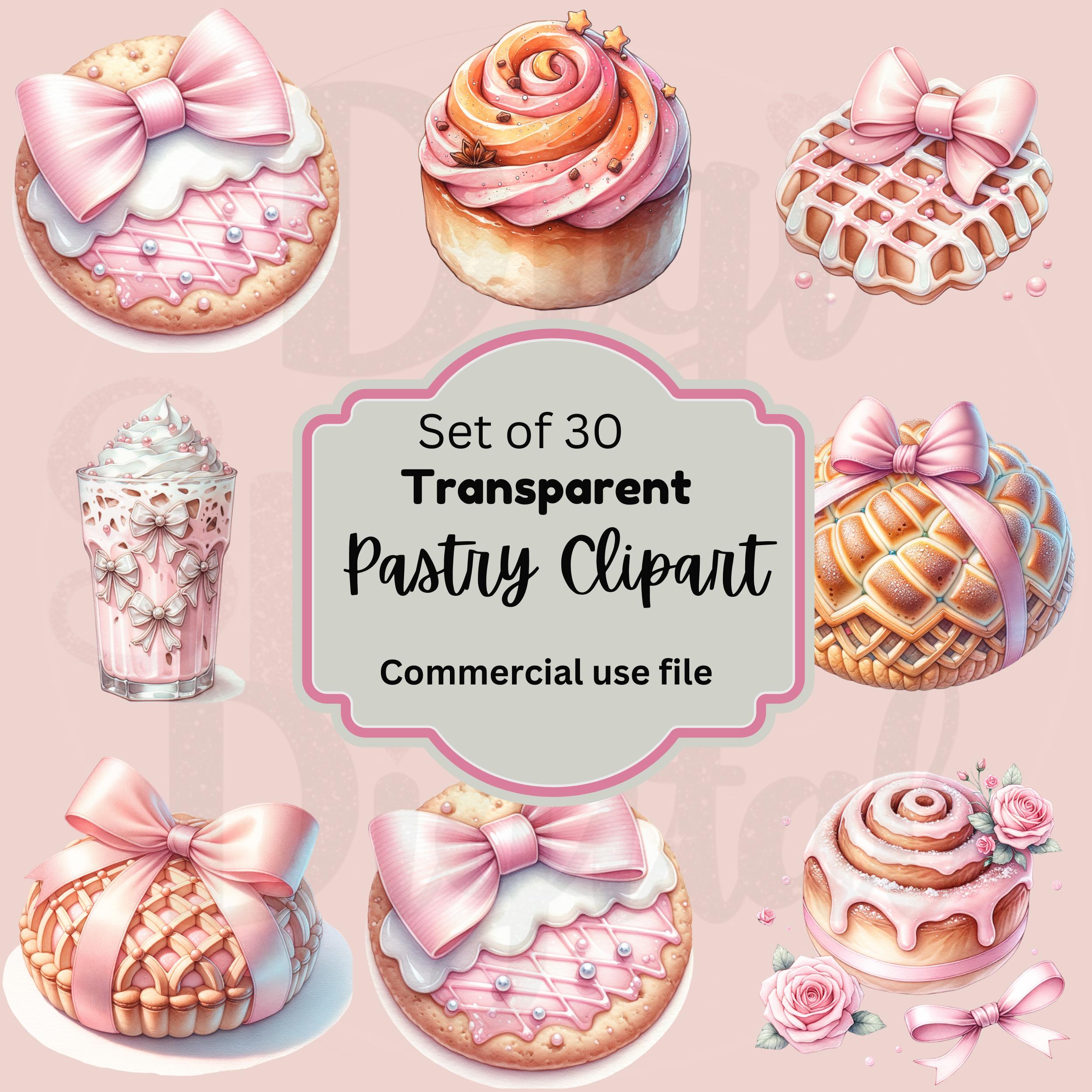 Pastel Pastry Clipart Set | 30 PNG Sweet Treats | Digital Bakery ...