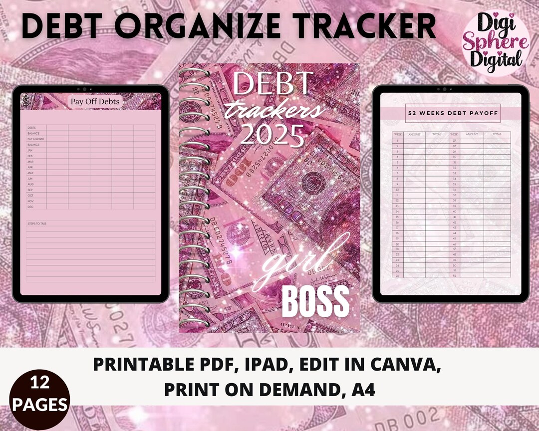 Debt Payoff Tracker Printable | Cute Pink Financial Planner | Digital ...