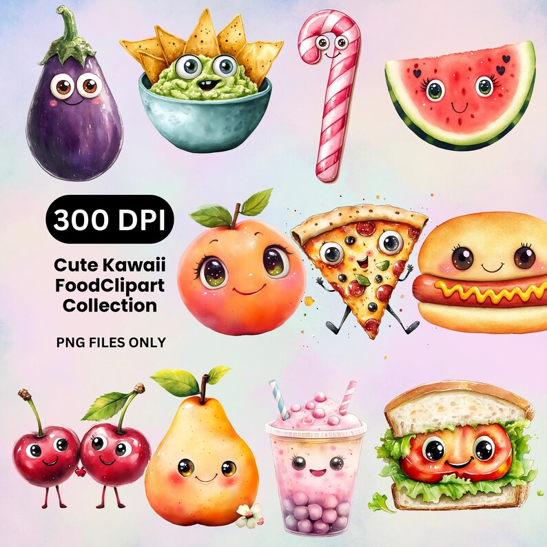 Cute Kawaii Food Clipart Bundle | High Quality Transparent Graphics ...
