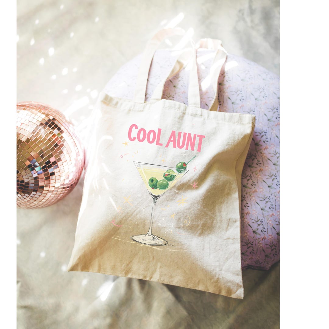 Cool Aunt Tote Bag With Martini Funny Gift for Aunt Trendy Bag for Fun ...