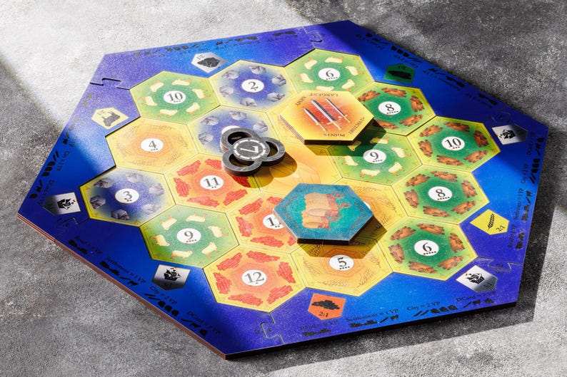 Custom Wooden Catan Board – Handmade Game Set With Engraved Tiles ...