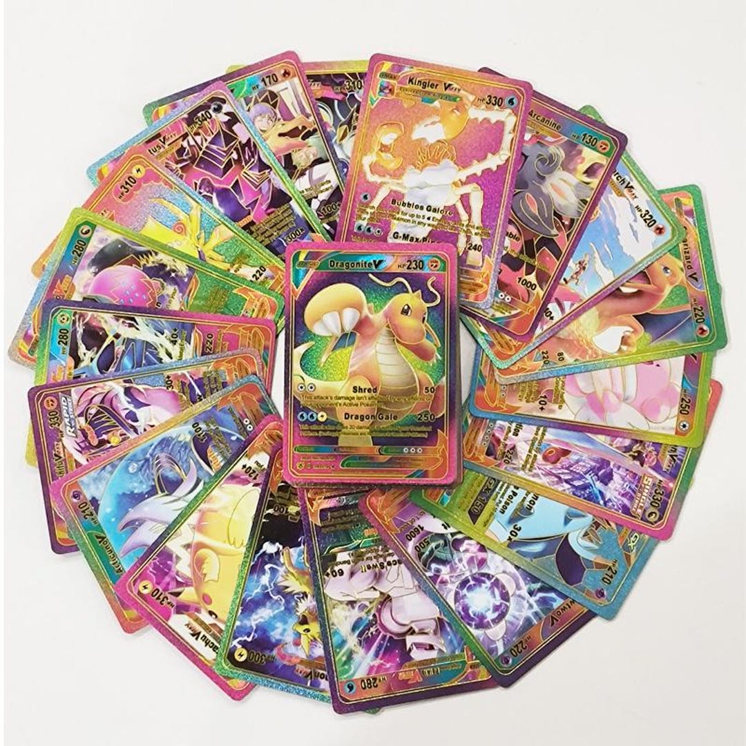 Rainbow Foil Trading Card Set: 55 Unique Game Cards for Kids - Etsy