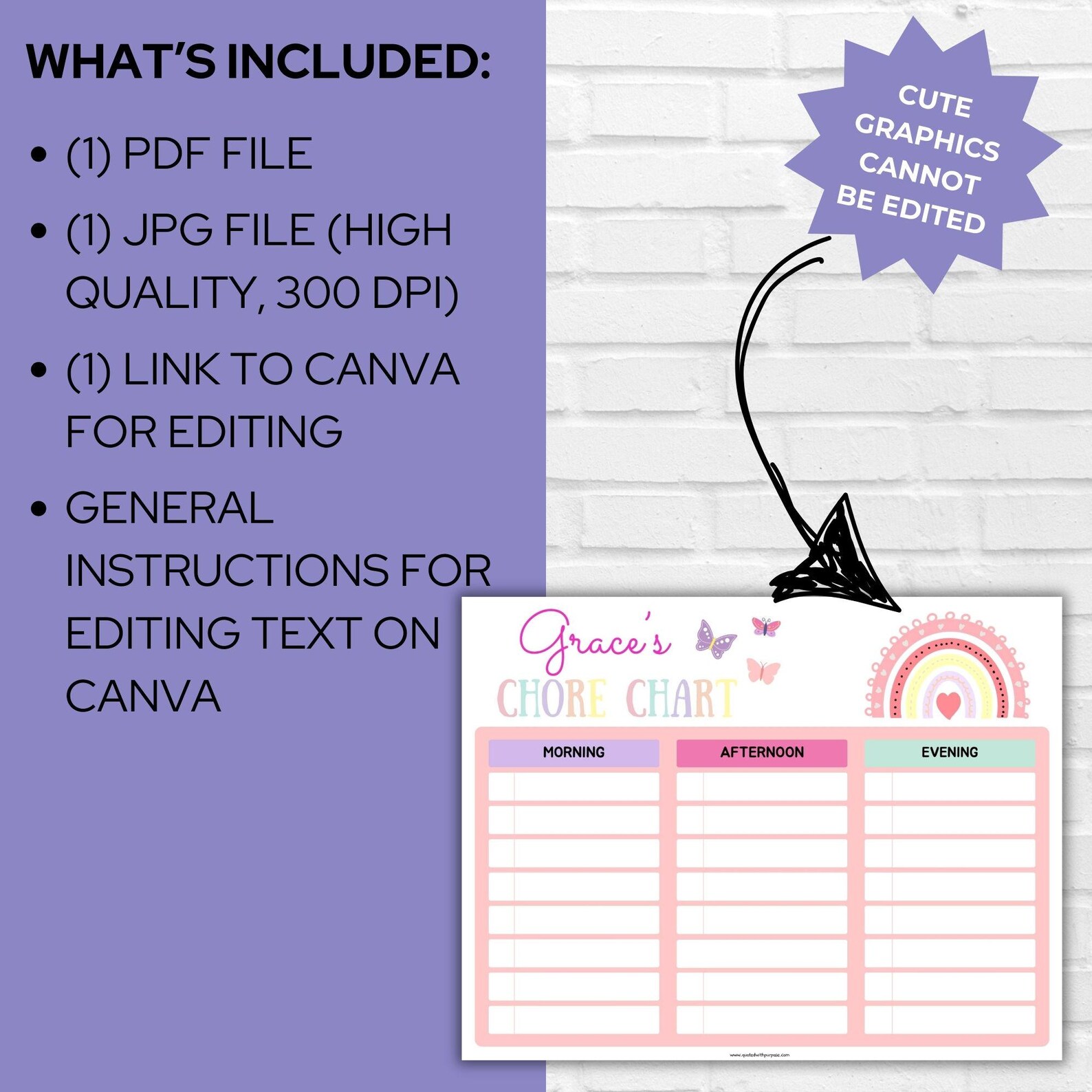 Editable Kids Chore Chart, Printable Routine Chart for Children ...