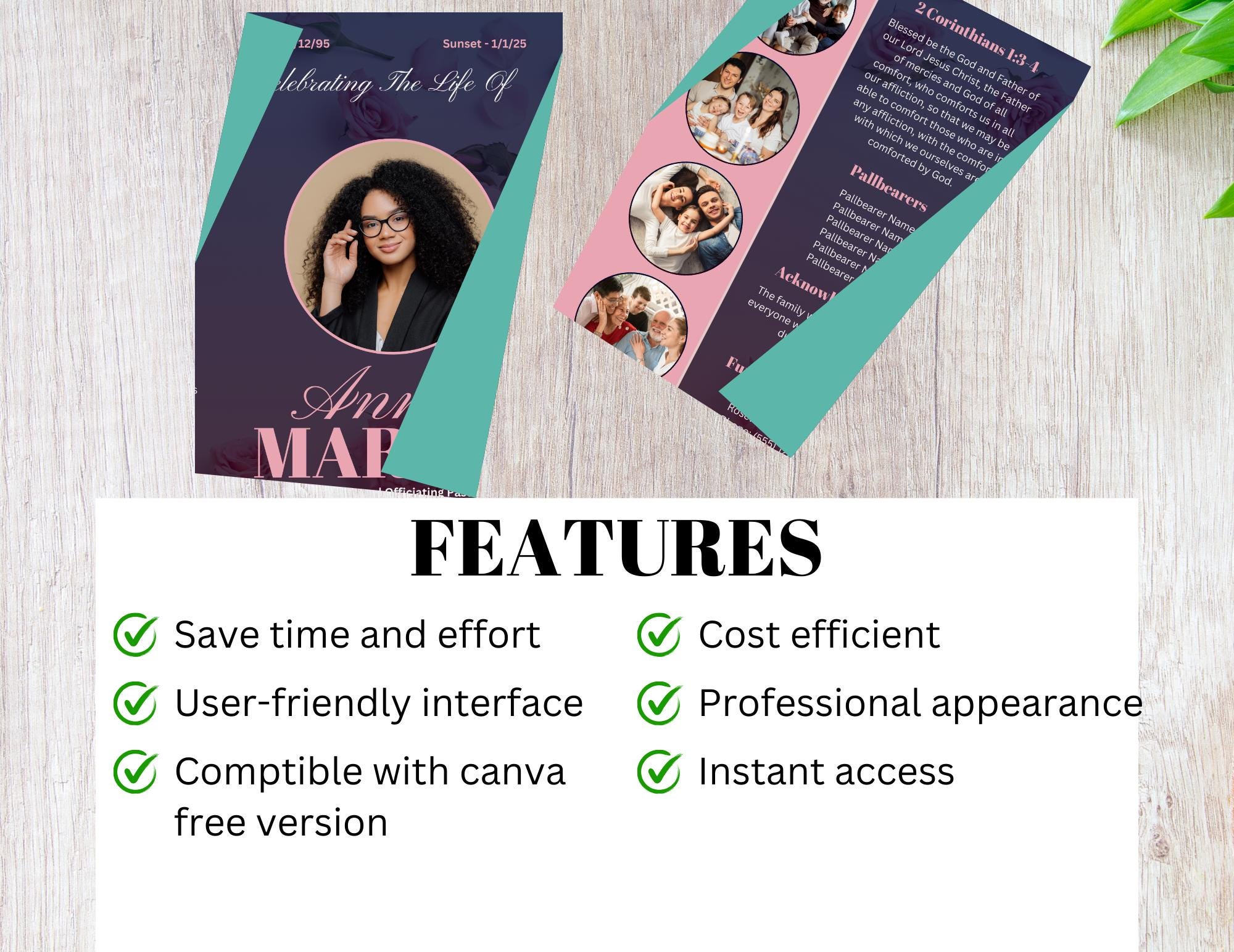 Heavenly Funeral Program Template, Celebration of Life Template ...