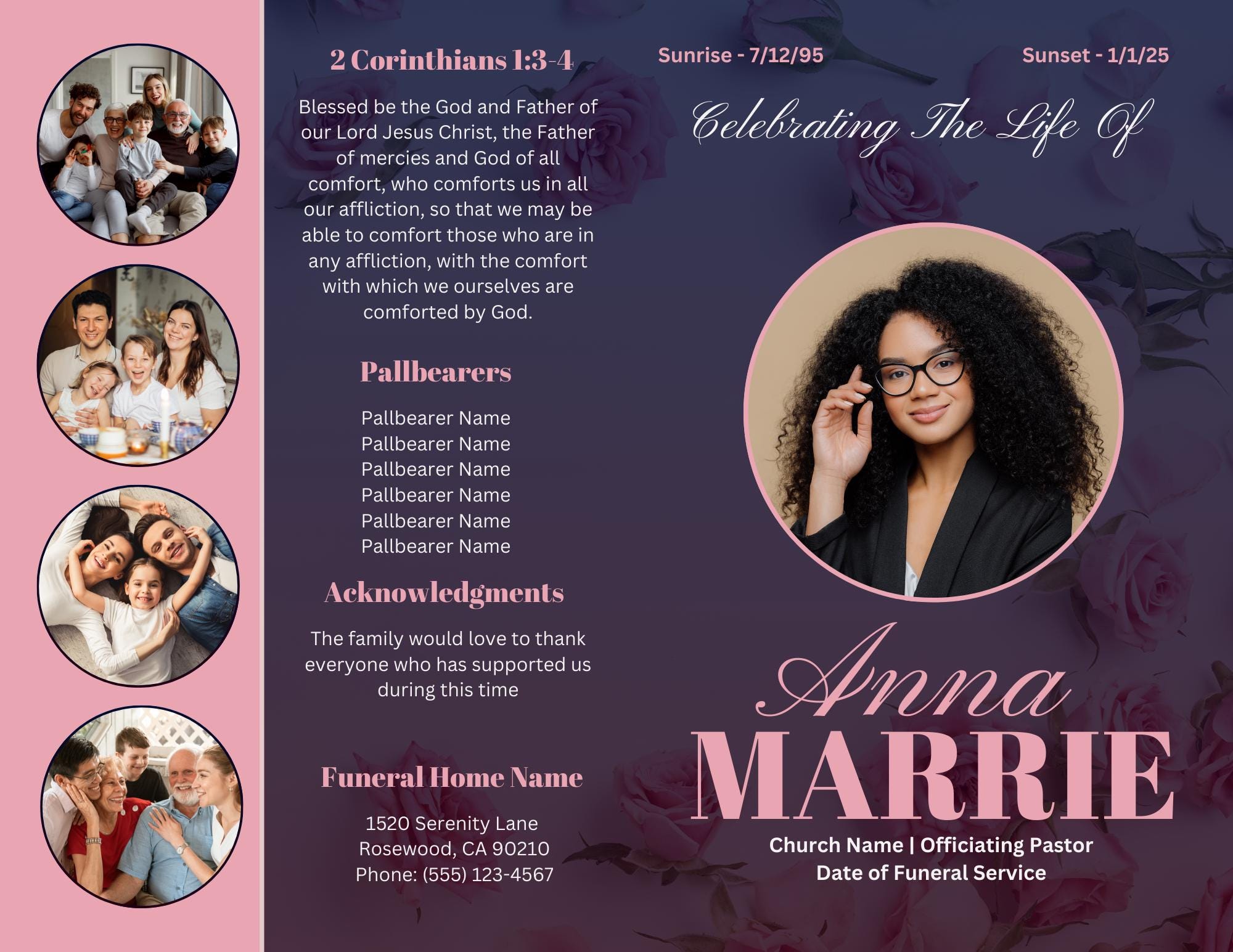 Heavenly Funeral Program Template, Celebration of Life Template ...