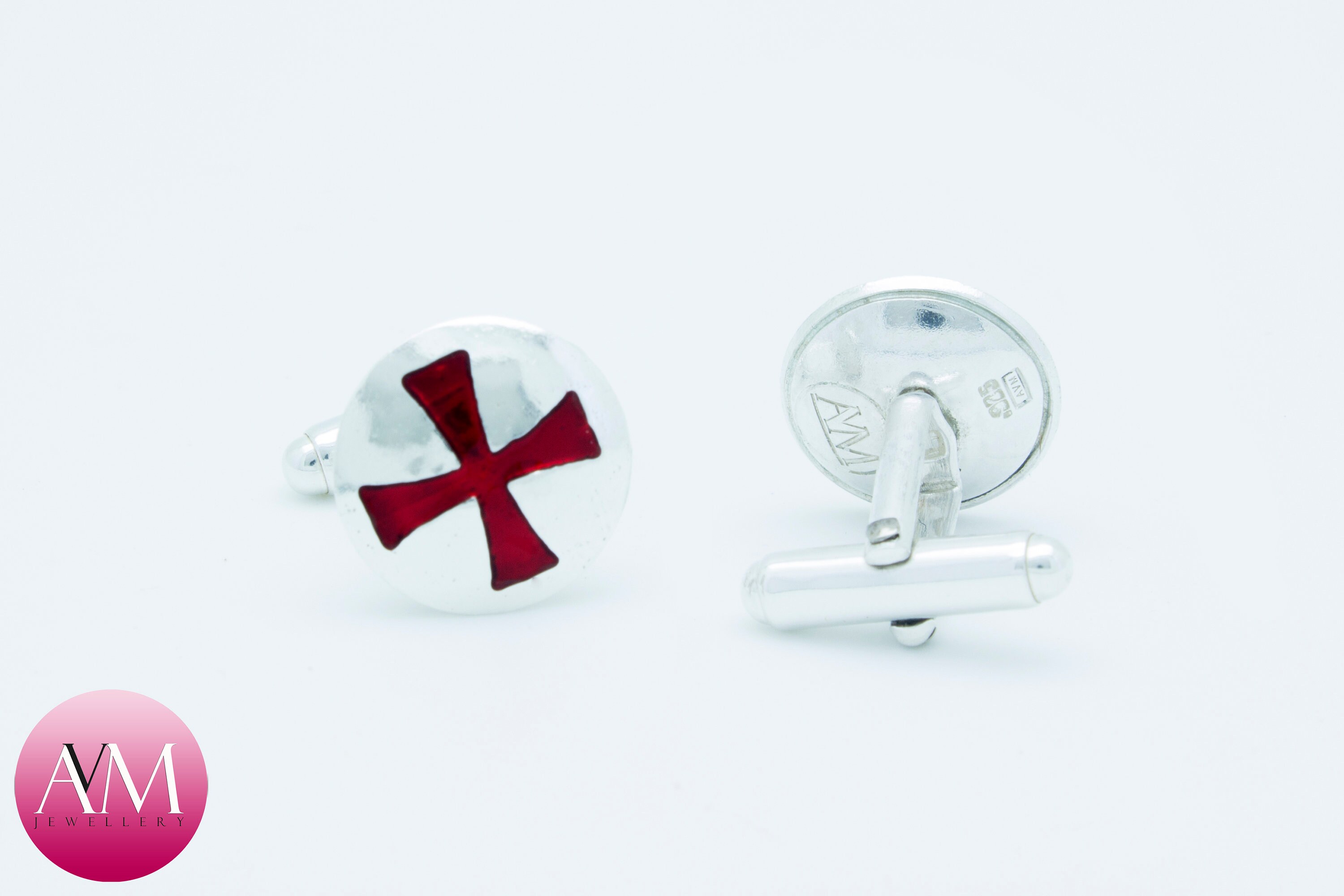 Sterling Silver Cross of the Knights Templar Round Bar Cufflinks - Etsy