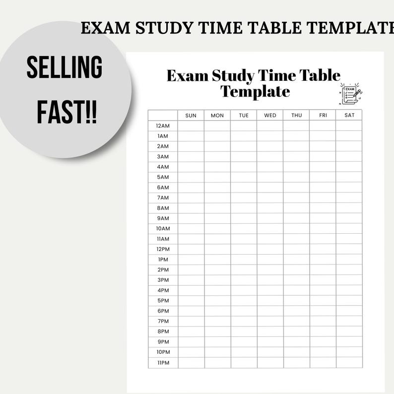 Exam Revision Timetable Template | Study Schedule & Weekly Planner ...