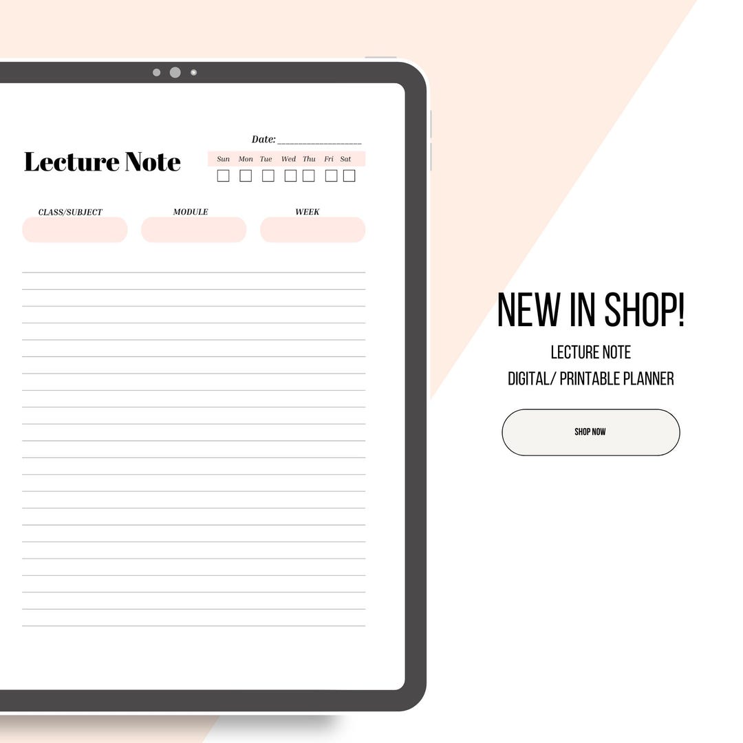 Lecture Notes Printable | Student Note-taking Template for Class ...
