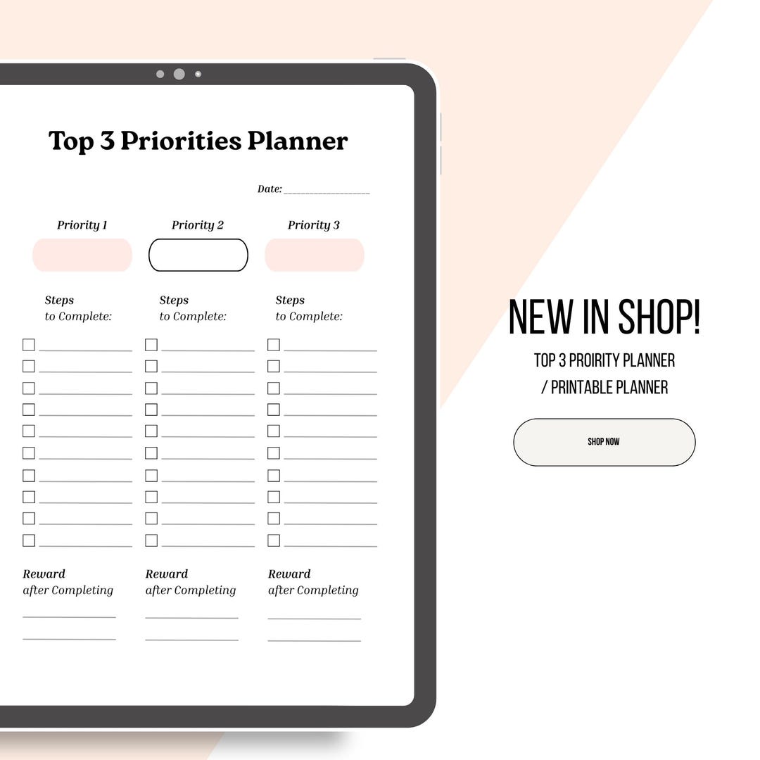 Top 3 Priorities Planner Printable: Daily Focus Sheet (PDF Download) - Etsy