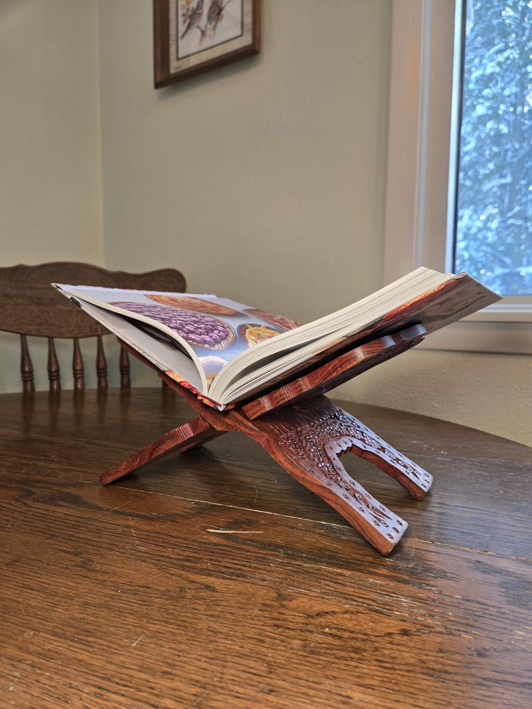 Hand-carved Wooden Folding Book Stand, Vintage Book Stand, Book Holder ...