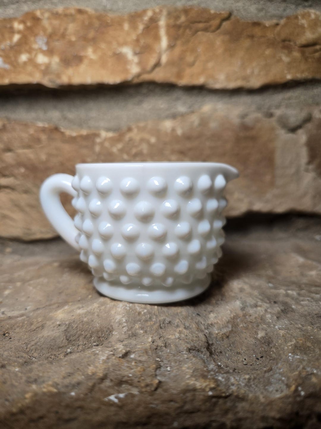 Fenton Hobnob Milk Glass Creamer, Syrup Pitcher, Toothpick Holder - Etsy