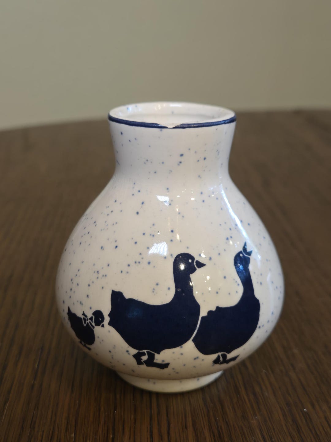 Vintage Speckled Ceramic Duck Vase: Blue Duck Decor - Etsy