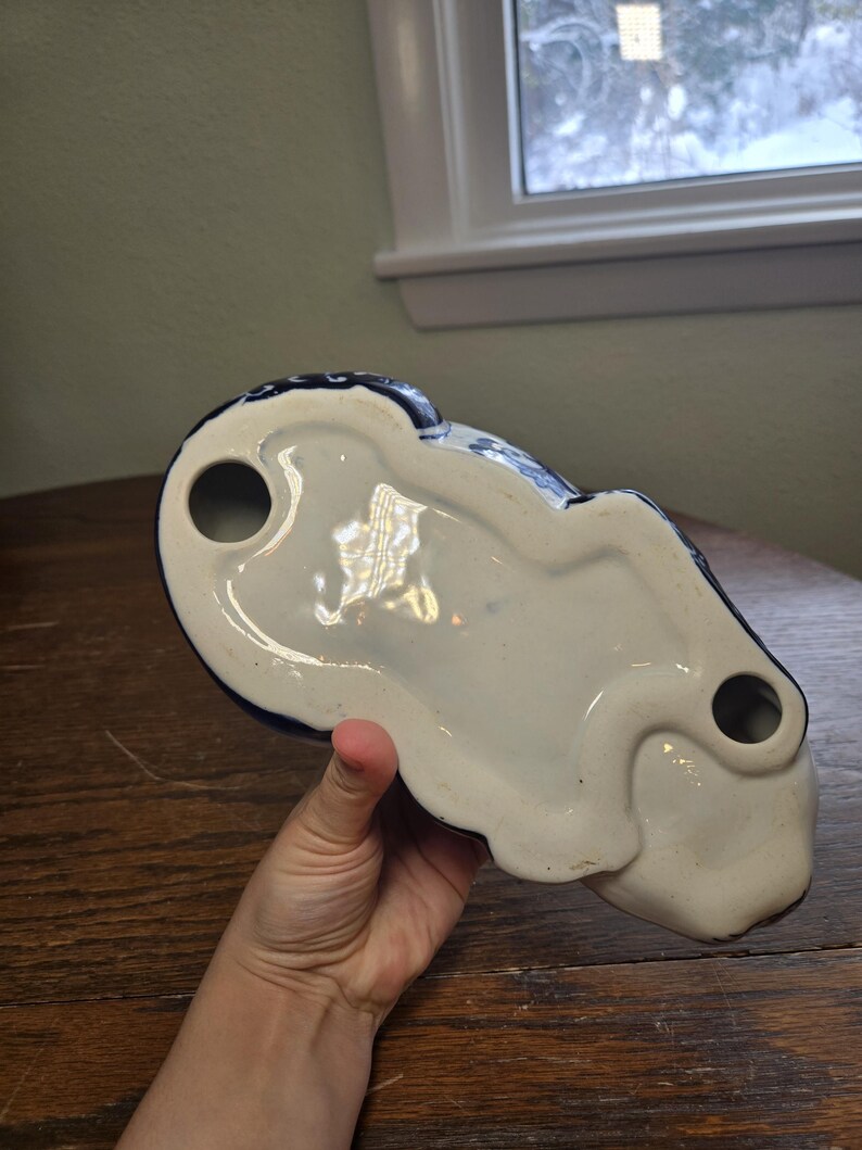 Vintage Chinoiserie Cat Figurine, Blue Floral Pattern - Etsy