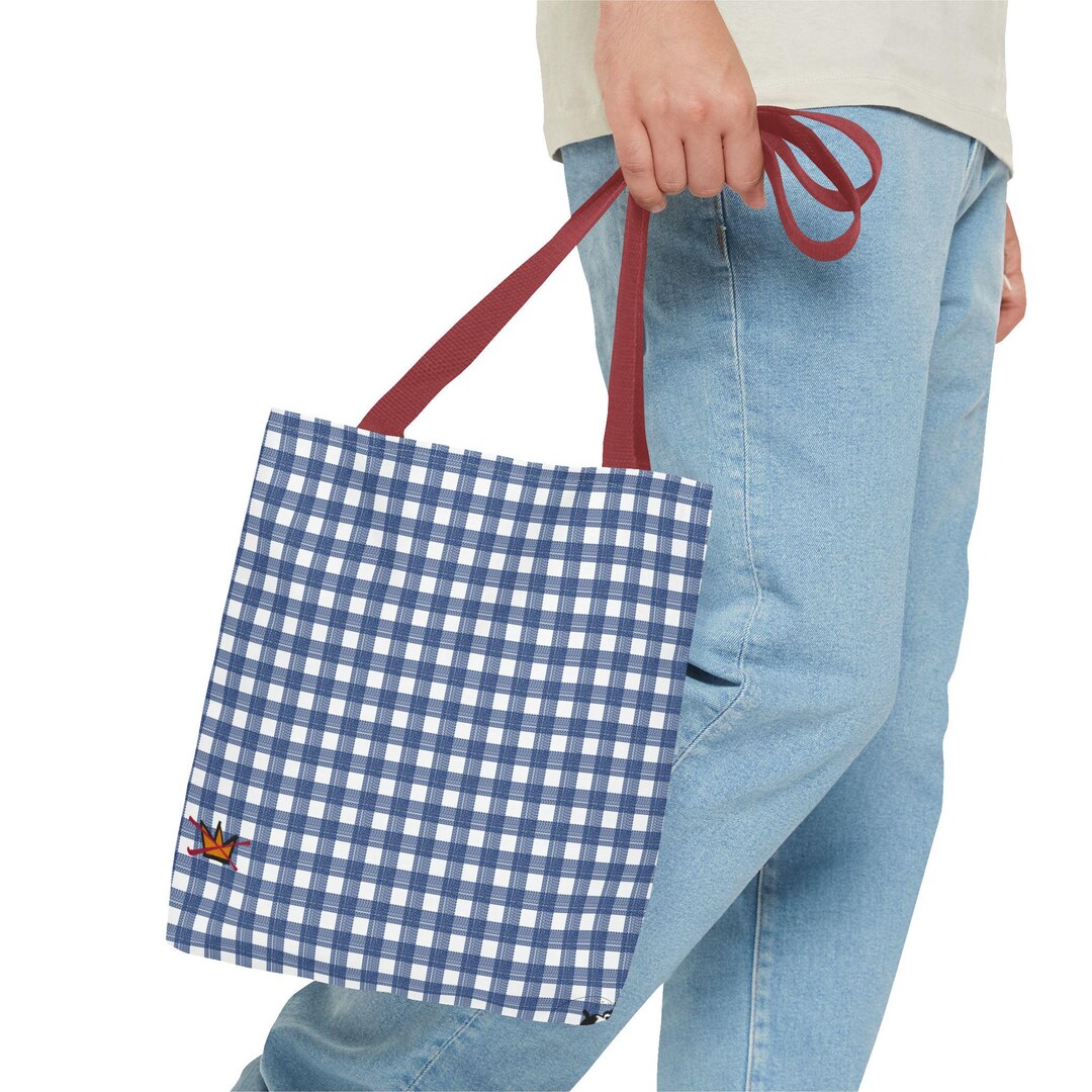 No Kings Blue Gingham Tote Bag: Demure Social Statement - Etsy