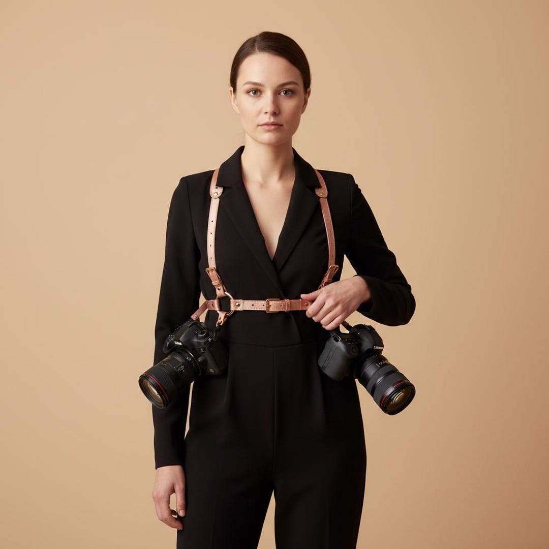 Custom Genuine Light Tan Leather Camera Harness | Personalized Y-back ...