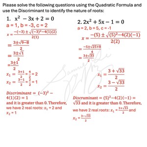 Algebra 1 "quadratic Equations" Study Guide - Digital Study Guide - 7th ...