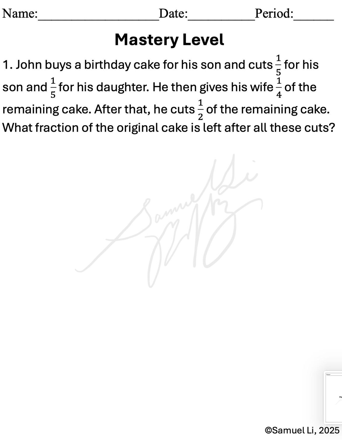 Algebra 1 "fractions" Worksheet - Digital Worksheet - 7th Grade to High ...