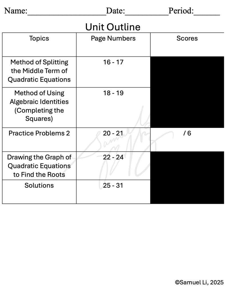 Algebra 1 "quadratic Equations" Study Guide - Digital Study Guide - 7th ...