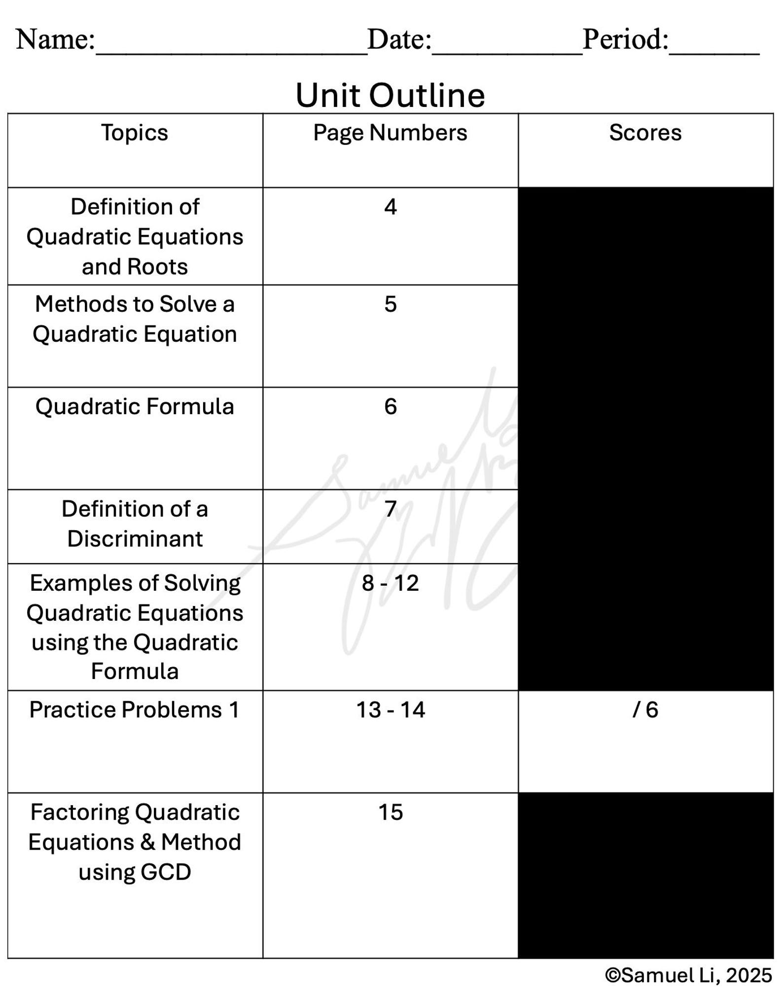 Algebra 1 "quadratic Equations" Study Guide - Digital Study Guide - 7th ...