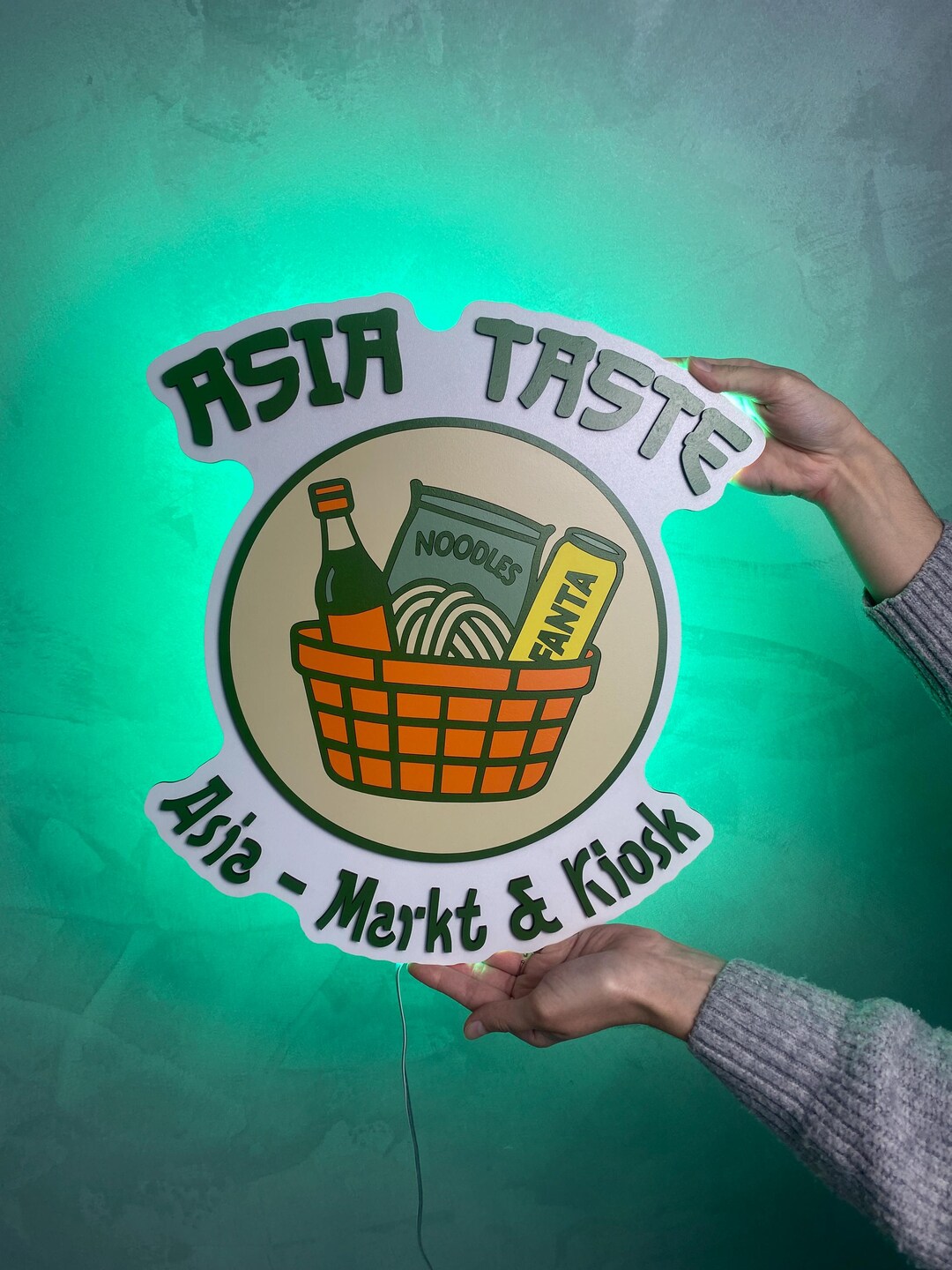 LED Shop Logo Wall Sign, Custom Food Market Logo From Your Image, Round ...