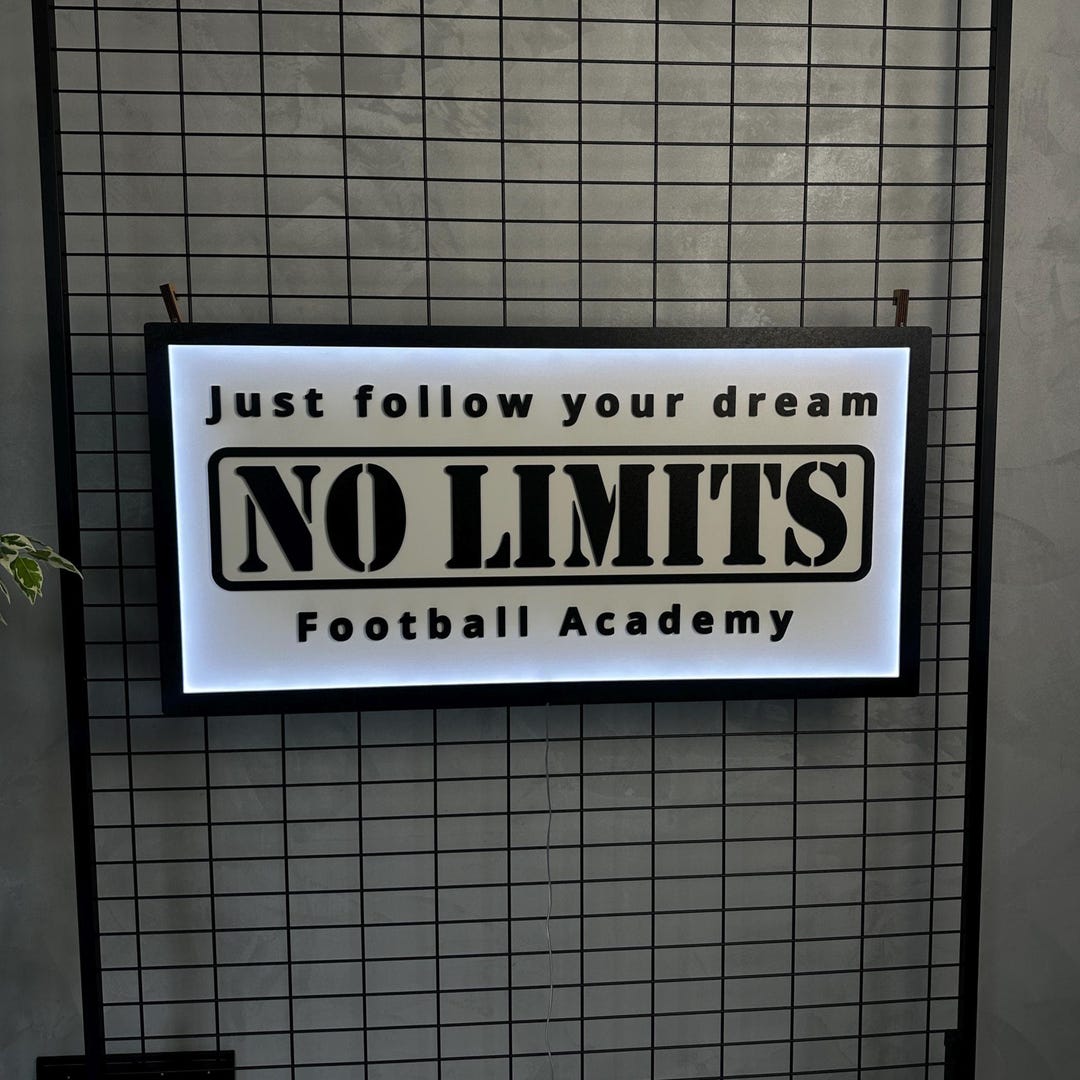 Custom Wooden Football Academy Sign With LED - Laser Cut Sports Logo ...