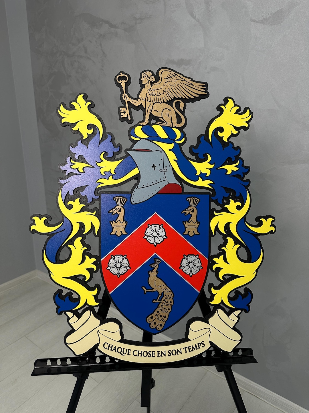 Family Crest Wall Art in Wood, Custom Coat of Arms Sign, Heraldic 3D ...