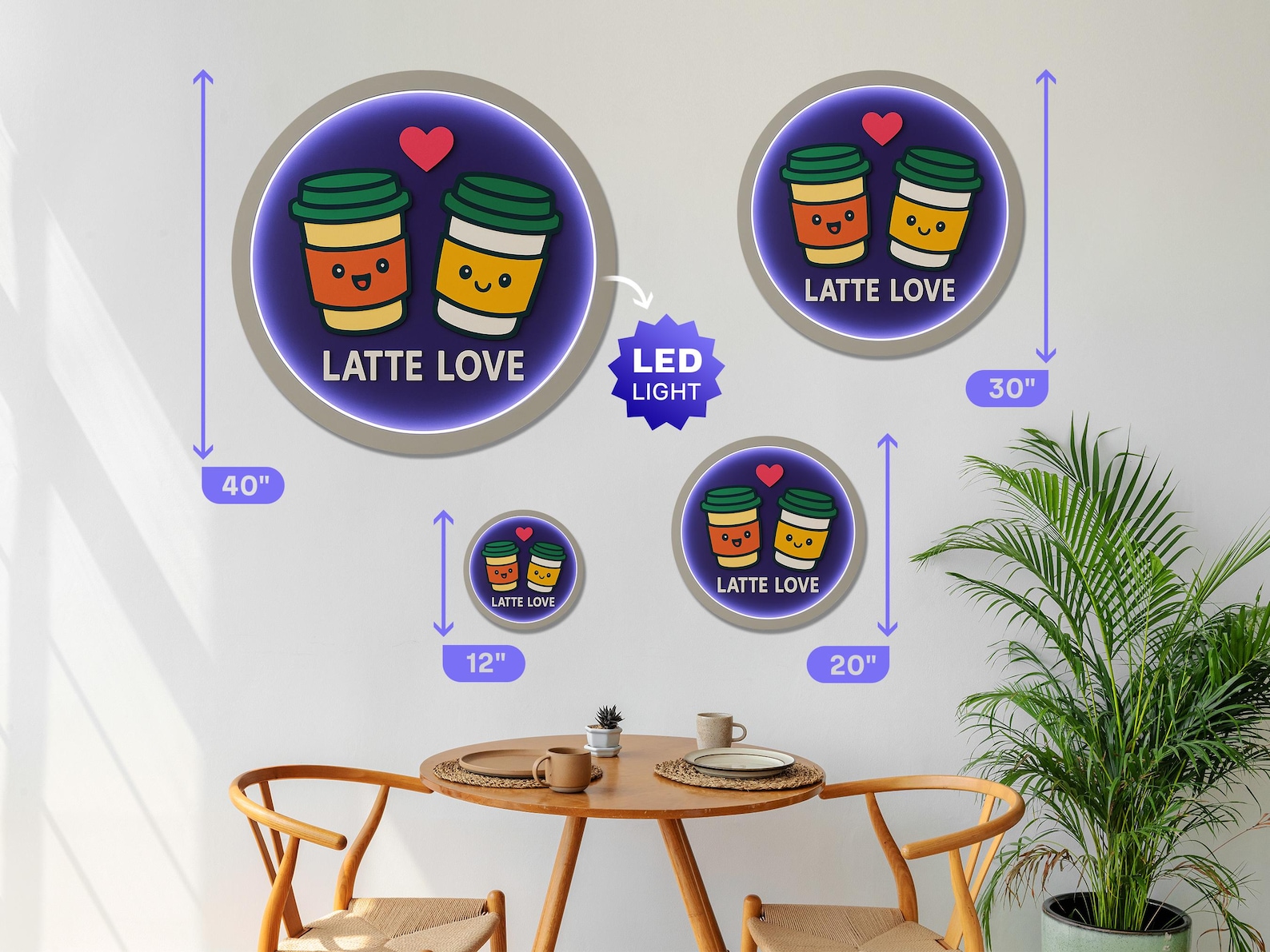 Custom Wooden LED Round Logo Sign, Personalized Backlit Event Signage ...