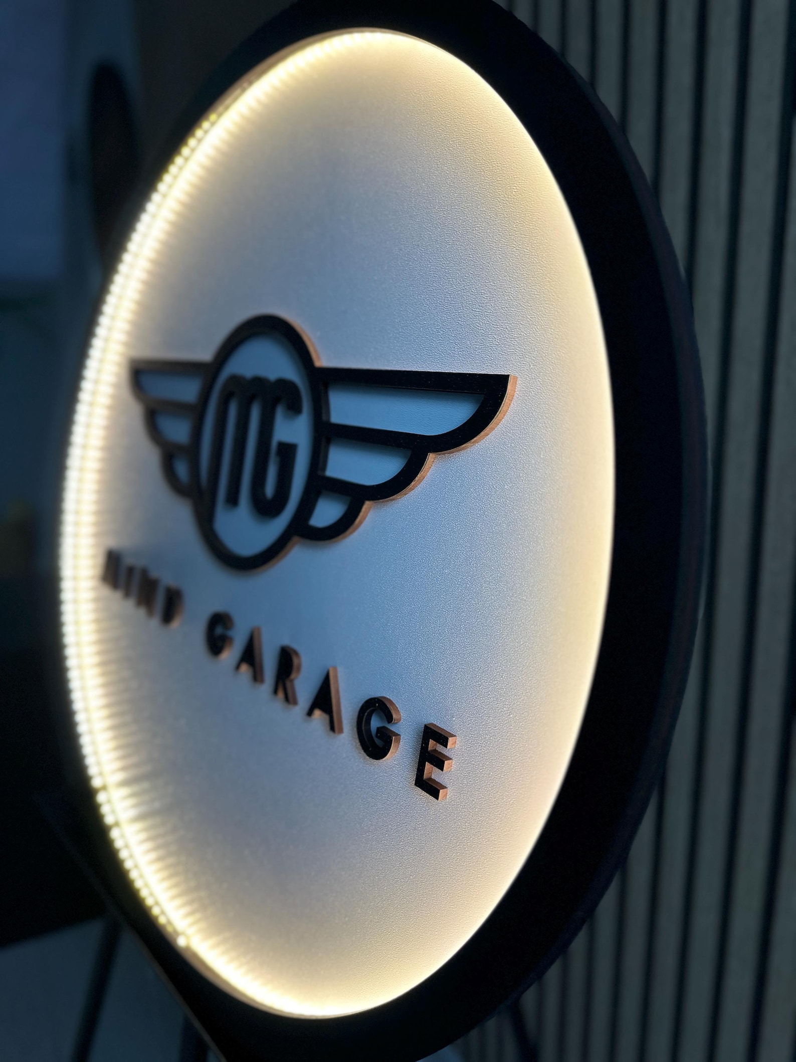 Garage Wall LED Logo Sign With Backlit Wooden Design, Personalized ...