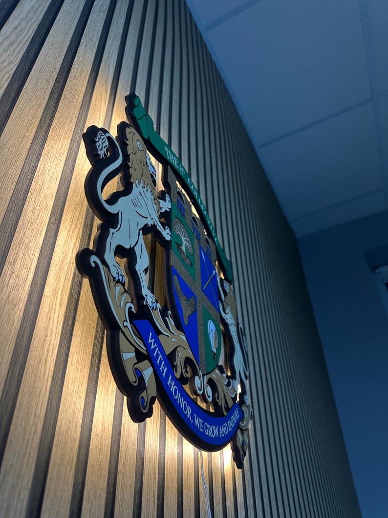 LED Family Crest Sign, Illuminated Coat of Arms Wall Emblem ...
