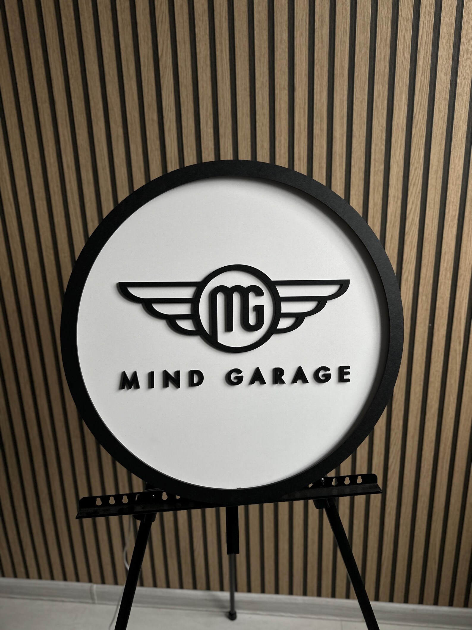 Garage Wall LED Logo Sign With Backlit Wooden Design, Personalized ...