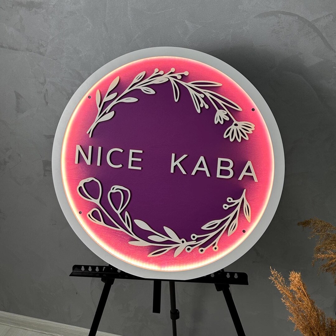 3D Wooden Coffee Shop Sign, Custom Round Cafe Logo With LED Backlight ...