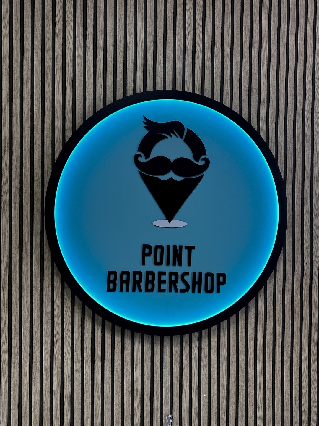 Barbershop Sign, LED Barber Shop Logo, Round Business Sign, Backlit ...