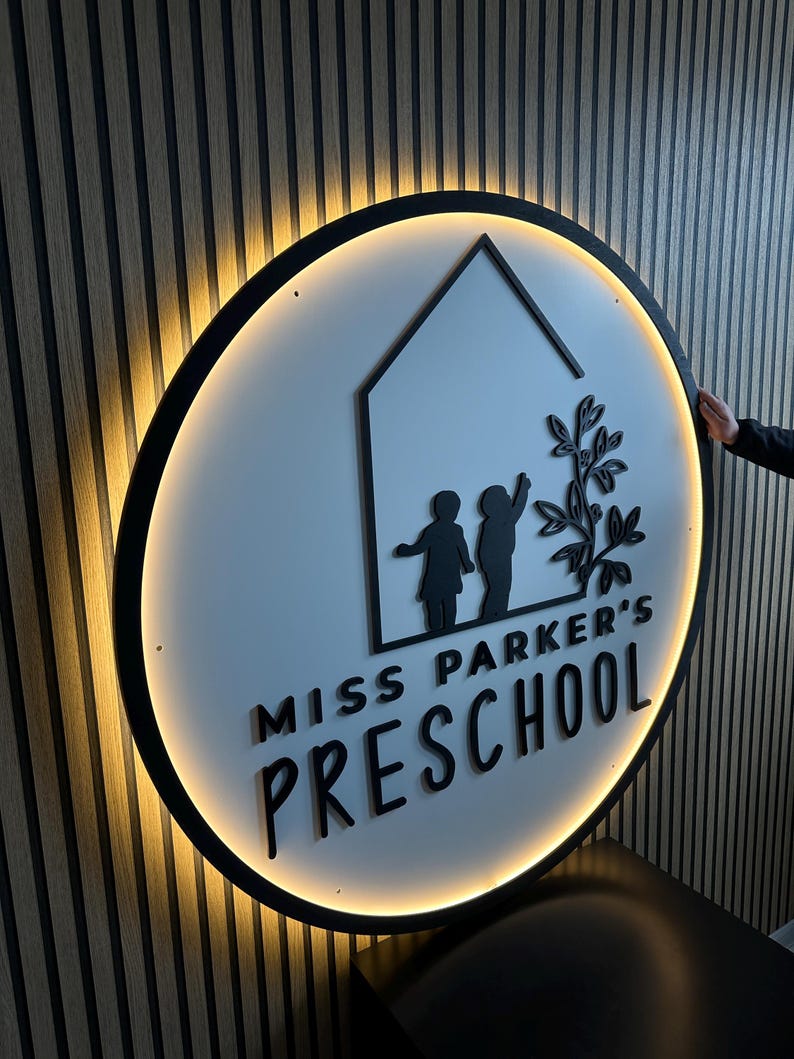 Custom Preschool Logo Sign, LED School Wall Logo, Personalized ...
