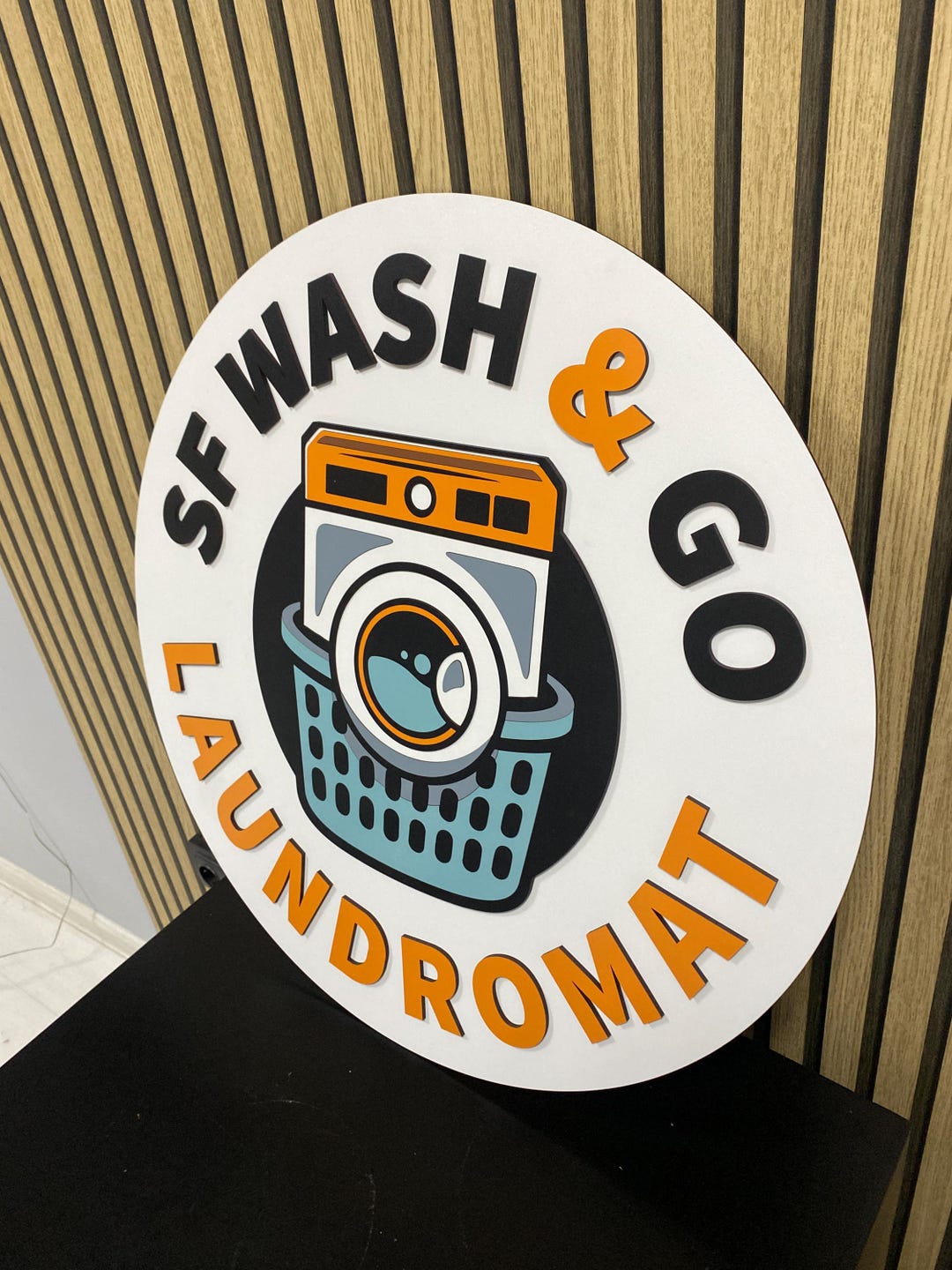 Laundromat Logo Wall Sign, Personalized Round Business Logo From Your ...