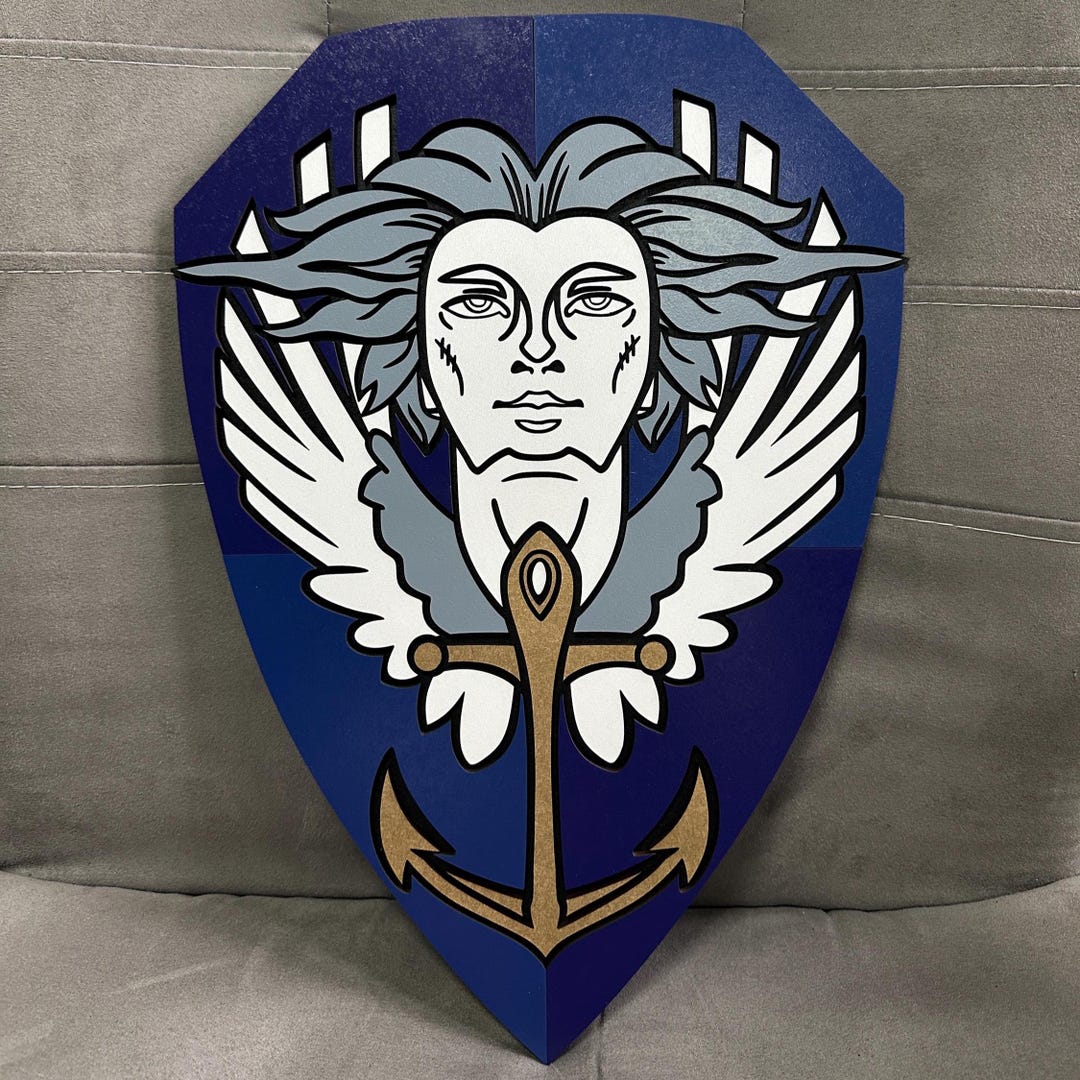 Handcrafted Wooden Angel Crest Wall Art – 3D Layered Shield With Wings ...