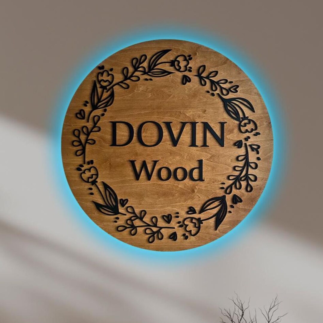Business Logo Sign With LED Backlight – Custom Wood Wall Plaque for ...