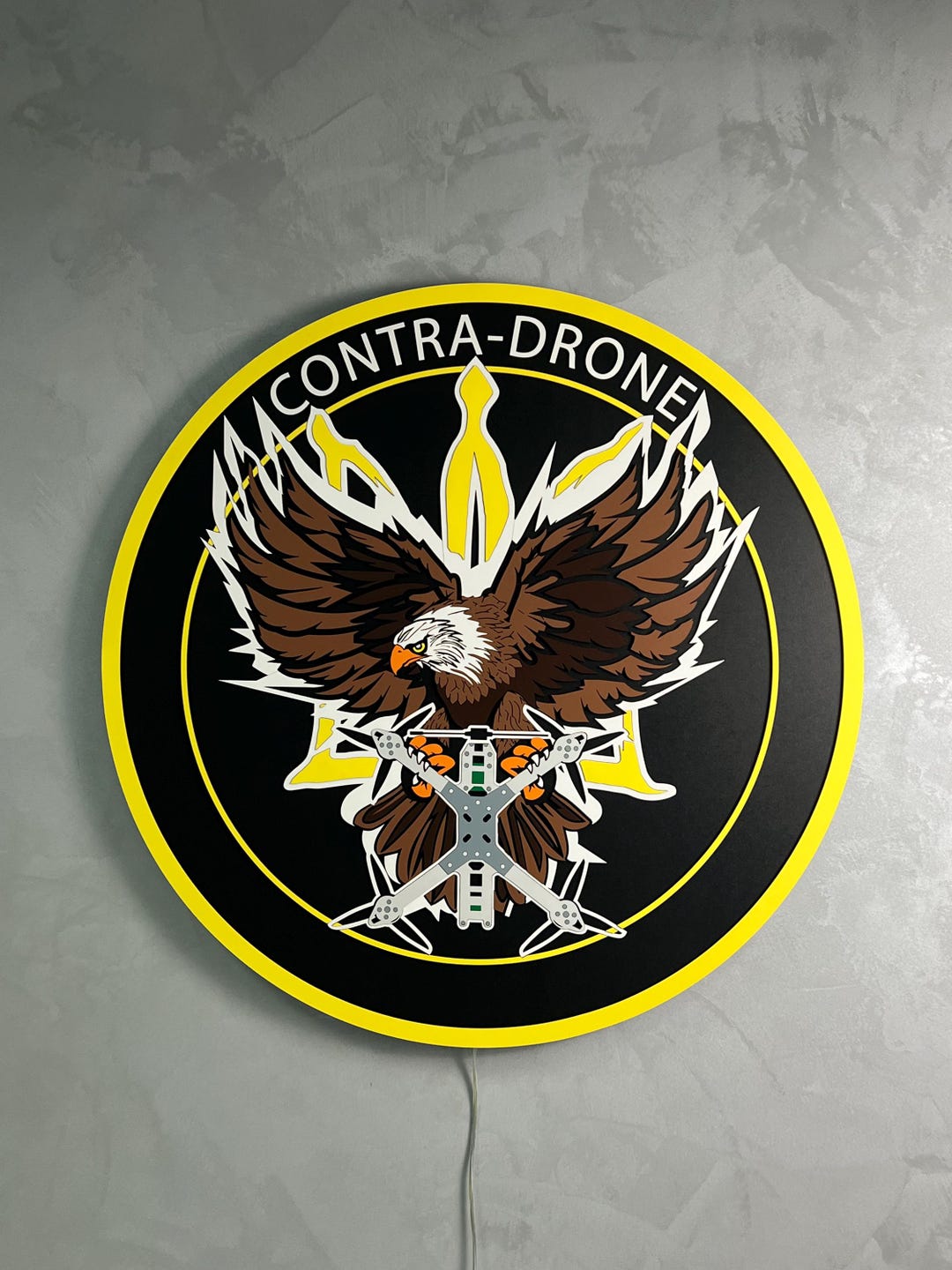 Custom LED Wall Badge, Illuminated Round Eagle Emblem Sign ...