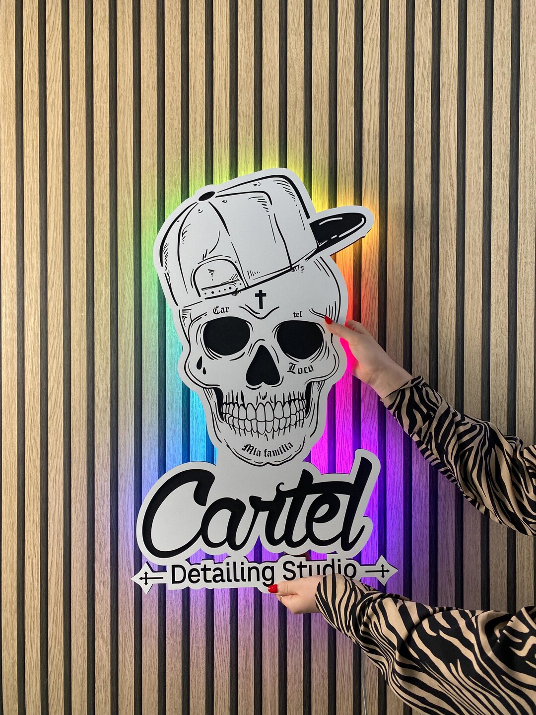 LED Skull Wall Sign for Garage Decor, Custom Cartel Style Skull Art ...