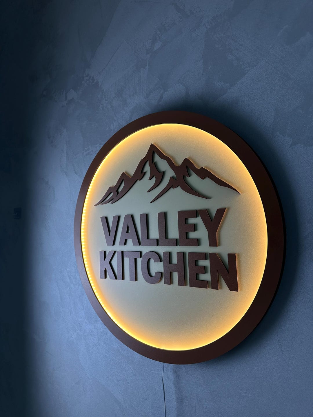 Restaurant LED Wall Logo, Custom Wooden Business Sign With Backlight ...