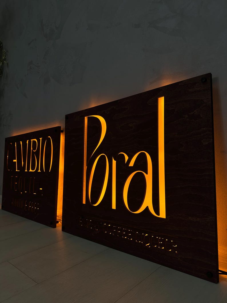 Custom LED Business Sign, 3D Wooden Logo, Personalized Layered MDF ...