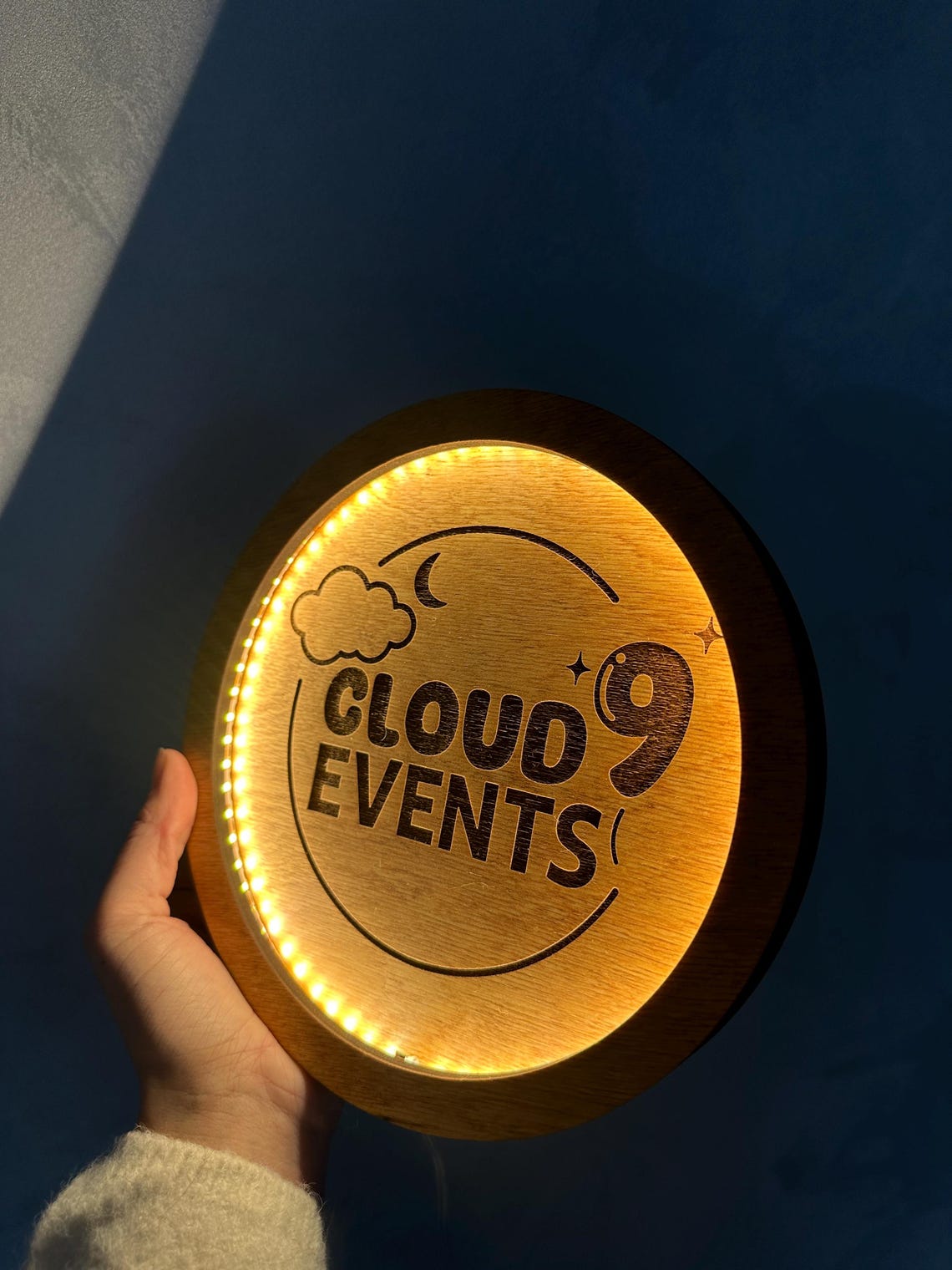 Custom Wooden LED Round Logo Sign, Personalized Backlit Event Signage ...