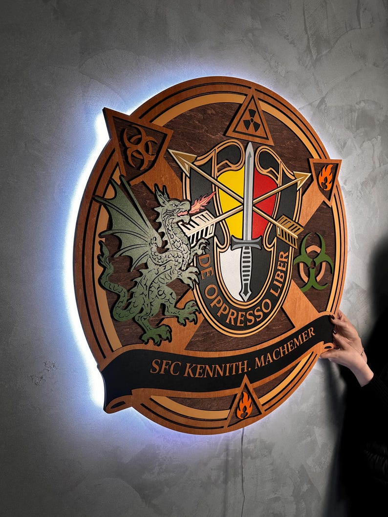 Military Wall Plaque, Veteran Office Decor, Custom Unit Crest Sign ...