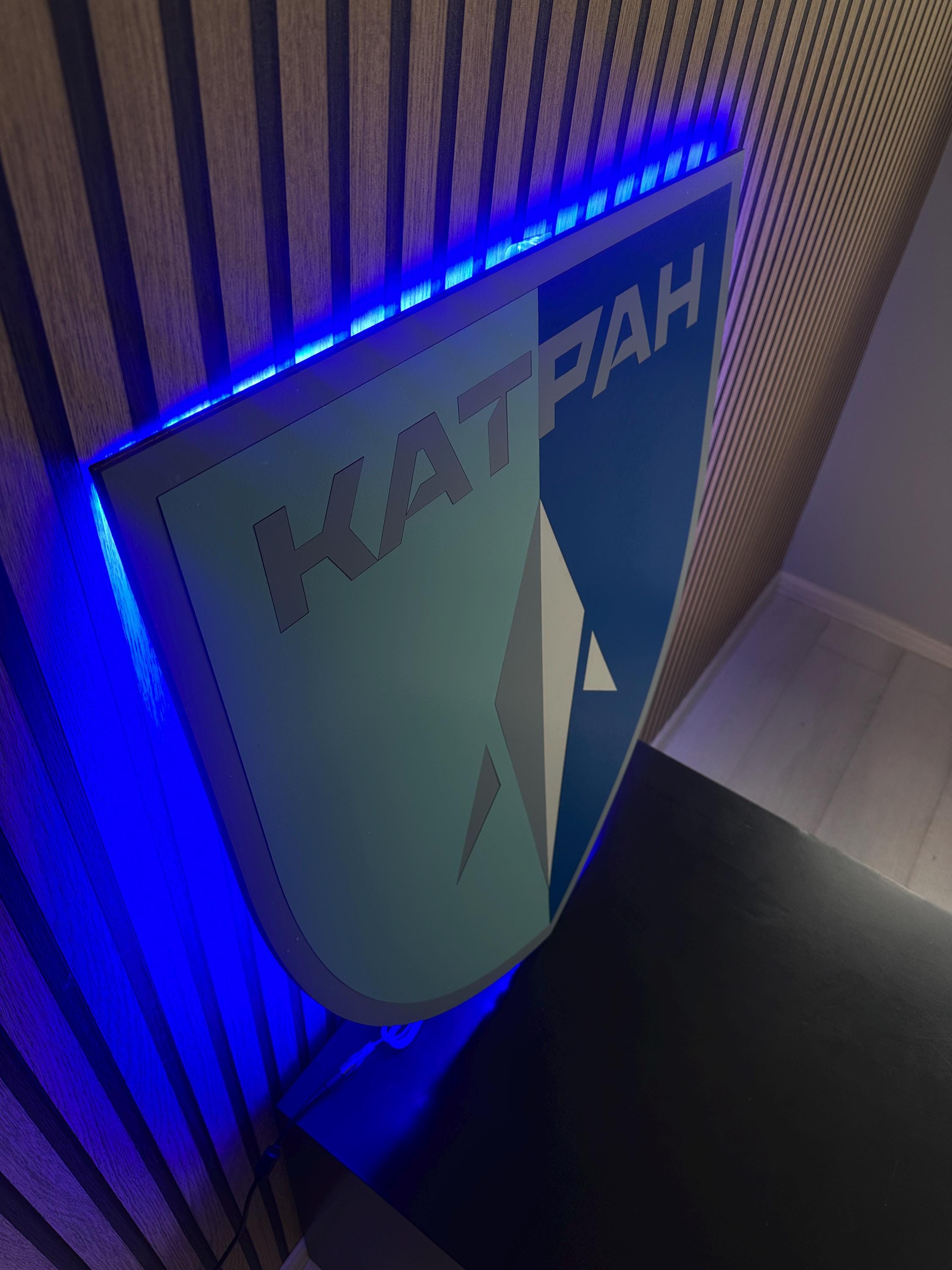 Wooden Shield Wall Sign With LED Backlight, Custom Laser Cut Crest Logo ...