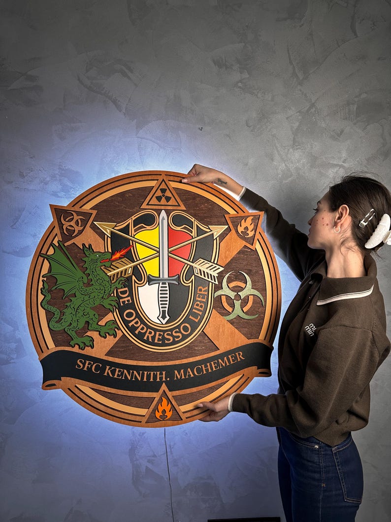 Military Wall Plaque, Veteran Office Decor, Custom Unit Crest Sign ...