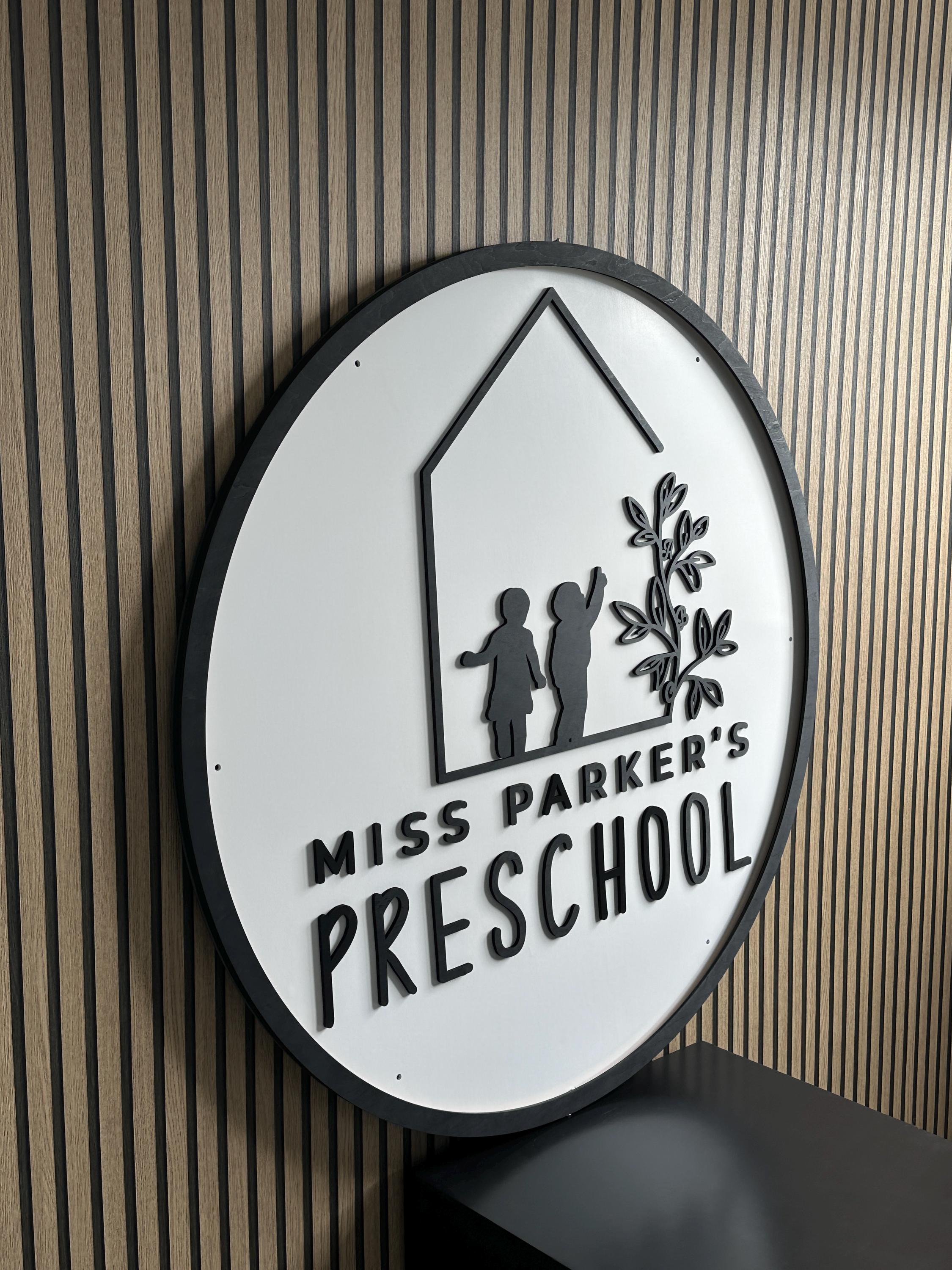 Preschool LED Wall Sign – Custom Wooden School Logo With Backlight ...