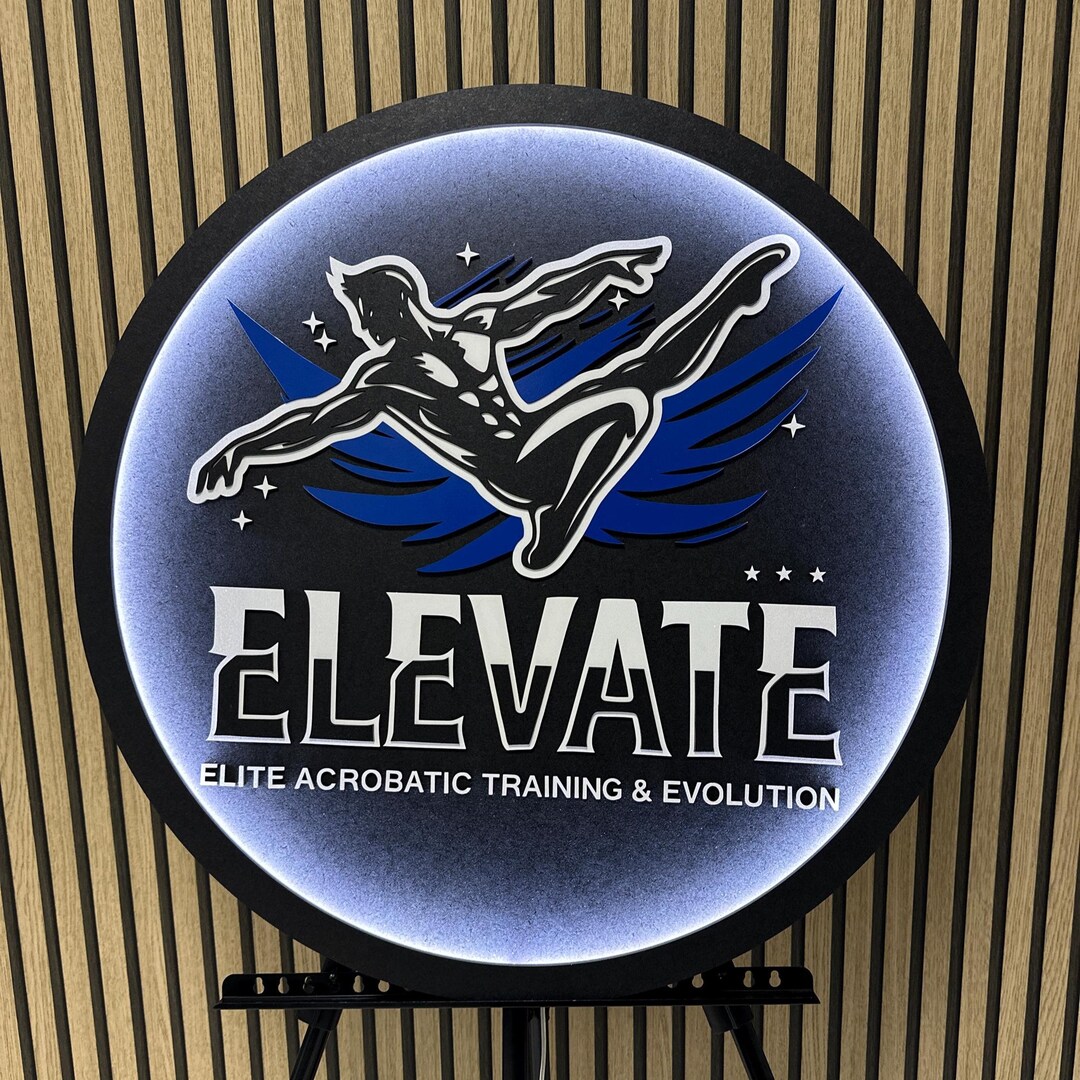 LED Logo Sign for Gym, Round Business Wall Decor, Personalized Sports ...