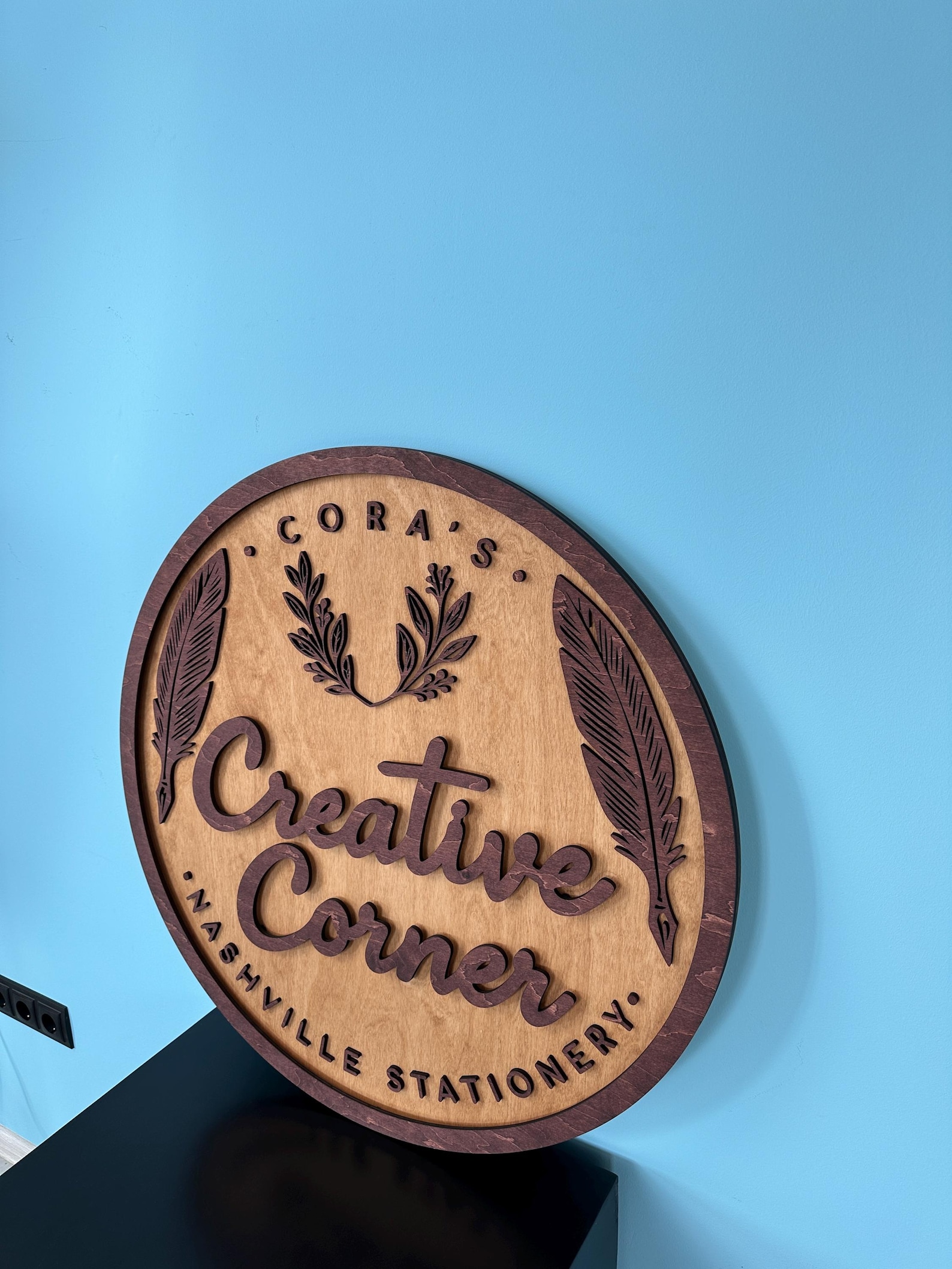 Custom Wooden Business Logo, LED Wall Sign With Backlight, Personalized ...