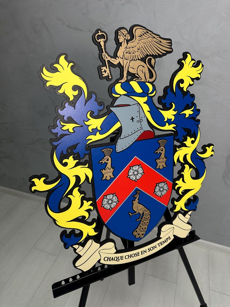 Family Crest Wall Art in Wood, Custom Coat of Arms Sign, Heraldic 3D ...