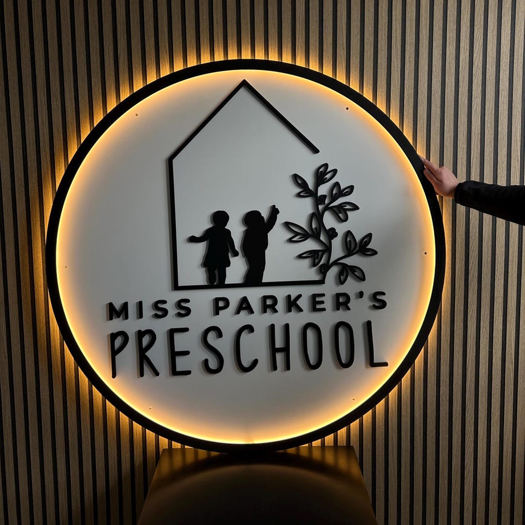 Custom Preschool Logo Sign, LED School Wall Logo, Personalized ...
